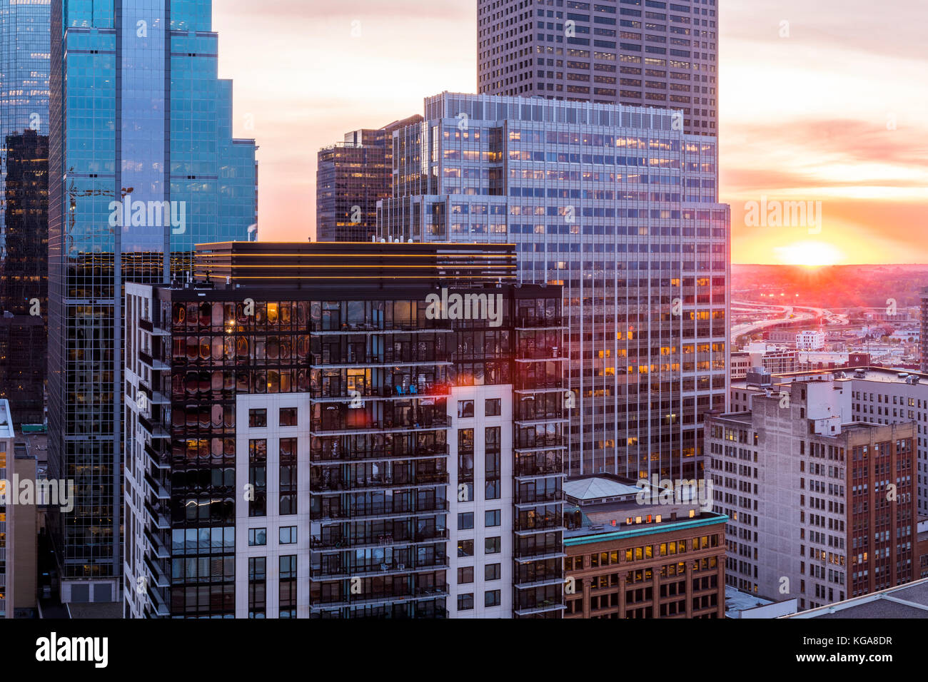 Minneapolis skyline viewed from the 28th floor of the 365 Nicollet ...