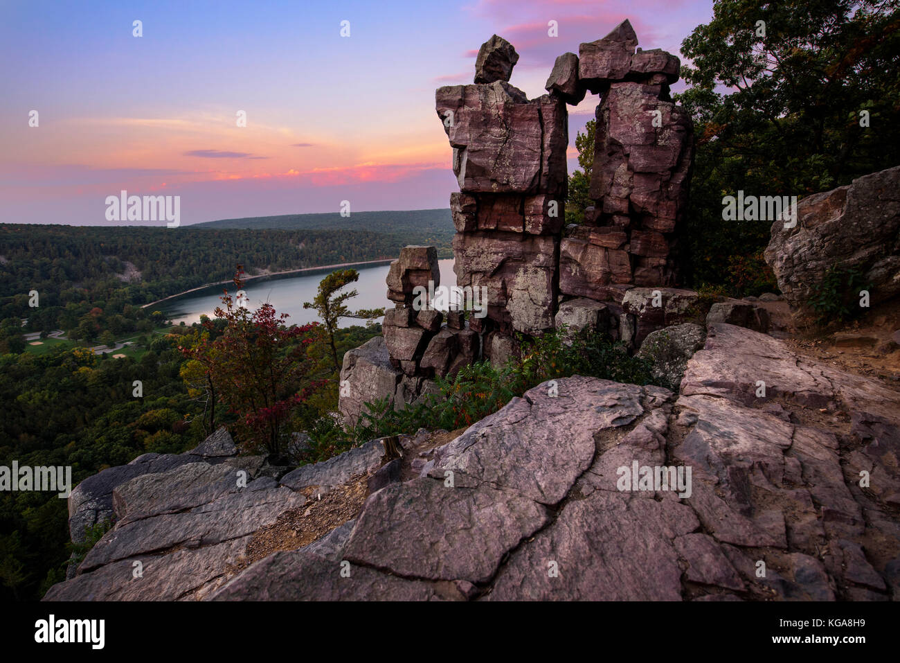 Devil's Doorway formation at sunrise at Devil's Lake State Park Stock ...