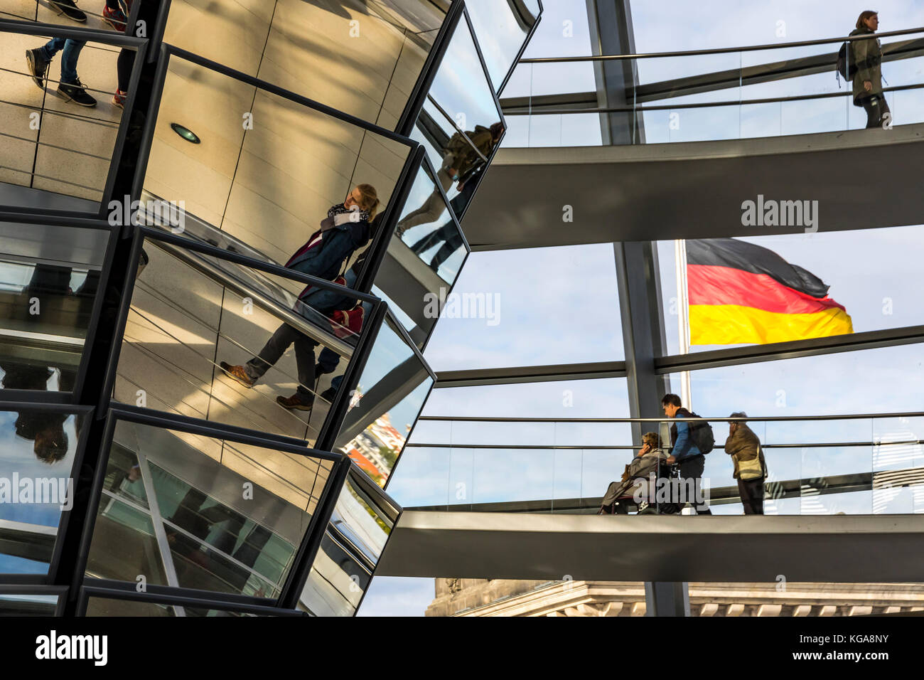 People walking inside the Reichstag (Bundestag) Dome in Berlin, Germany ...