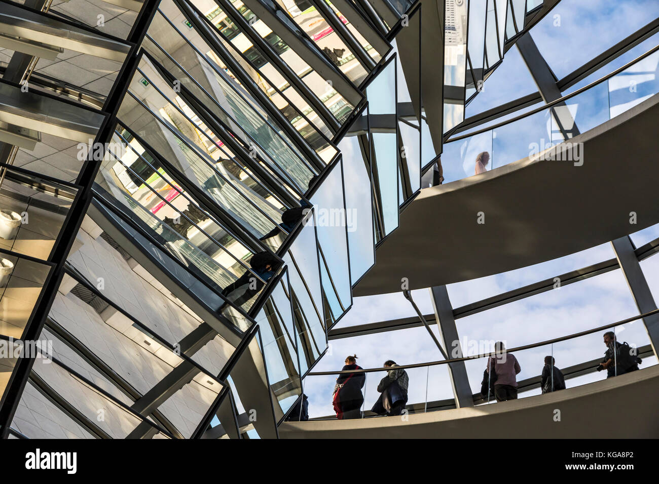 People walking inside the Reichstag (Bundestag) Dome in Berlin, Germany ...