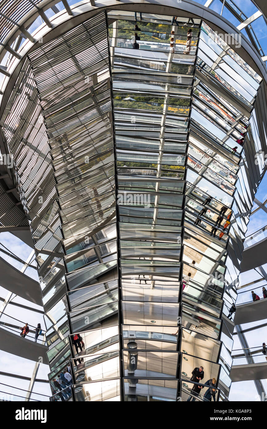 People walking inside the Reichstag (Bundestag) Dome in Berlin, Germany ...