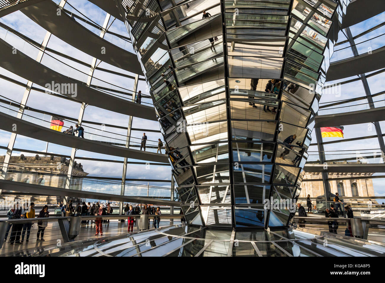 People walking inside the Reichstag (Bundestag) Dome in Berlin, Germany ...
