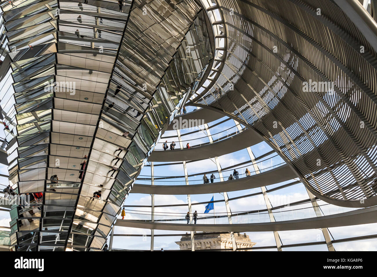 People walking inside the Reichstag (Bundestag) Dome in Berlin, Germany ...