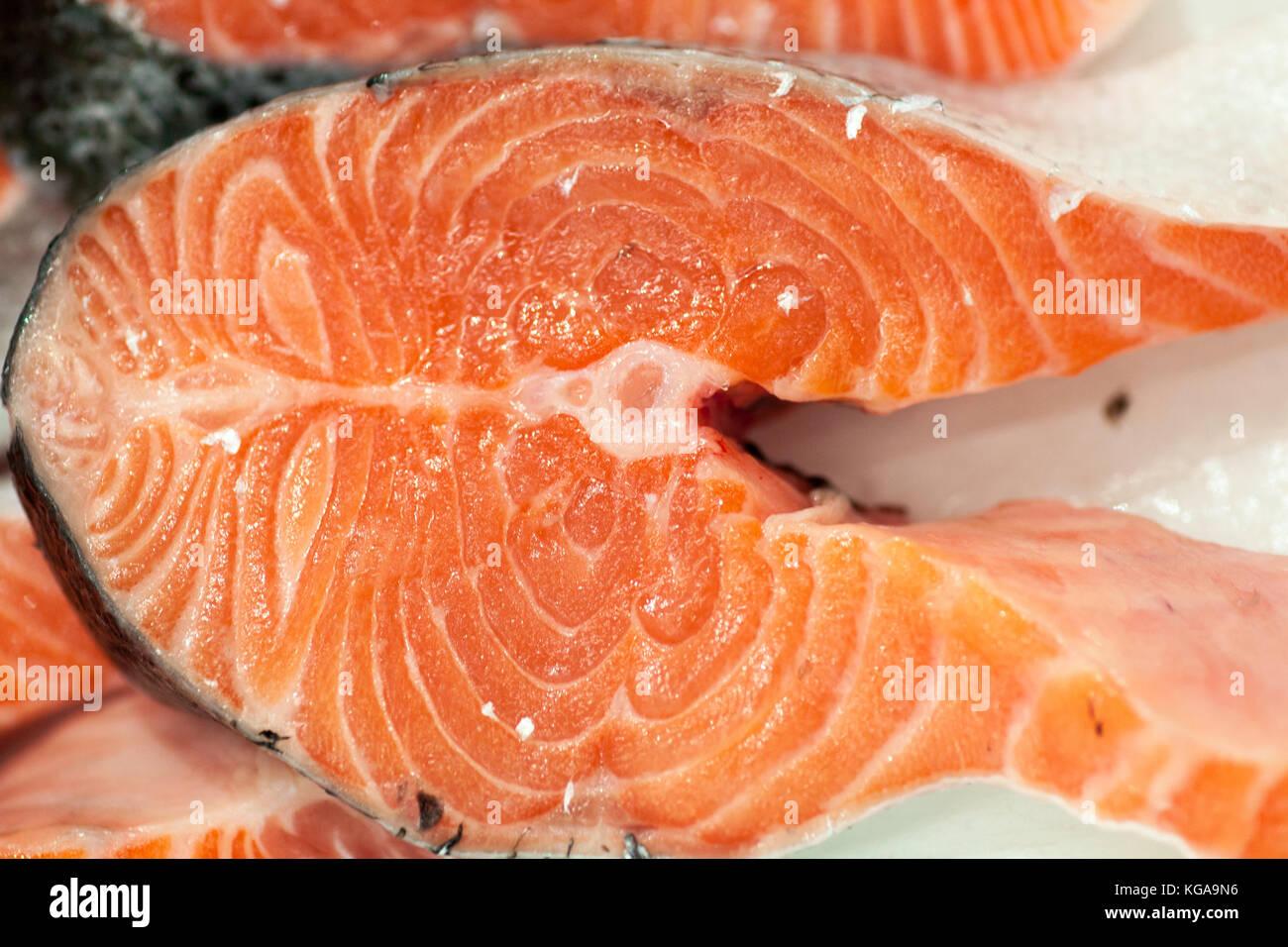 frozen red fish steaks in a market Stock Photo - Alamy