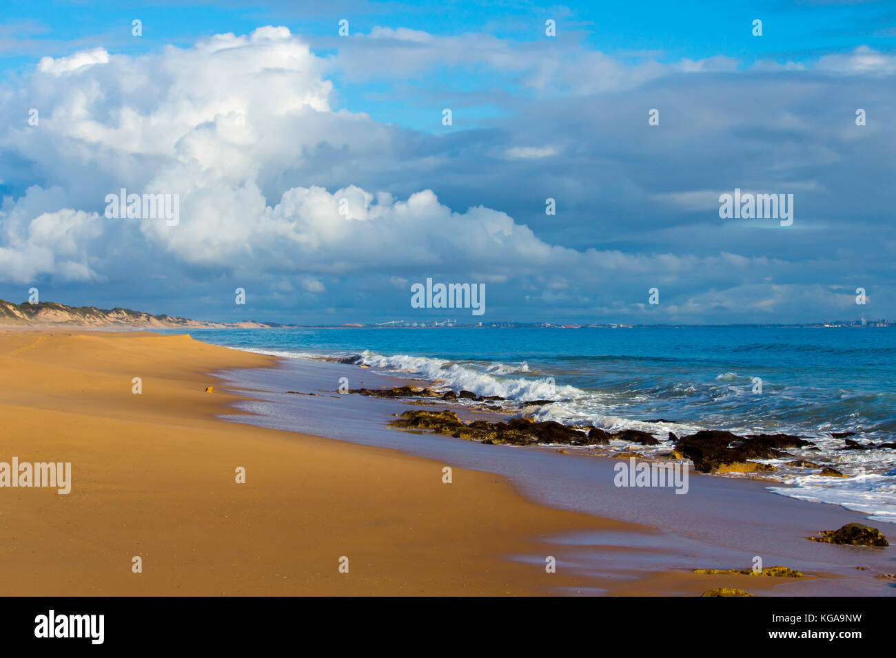 Storm clouds hover over the Indian Ocean at Buffalo Beach near Bunbury ...