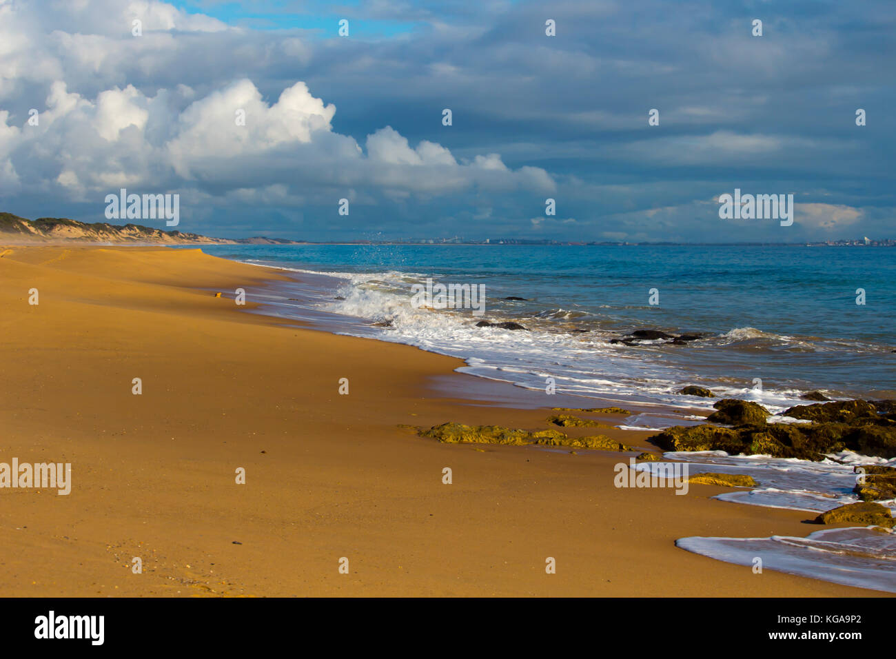 Storm clouds hover over the Indian Ocean at Buffalo Beach near Bunbury ...