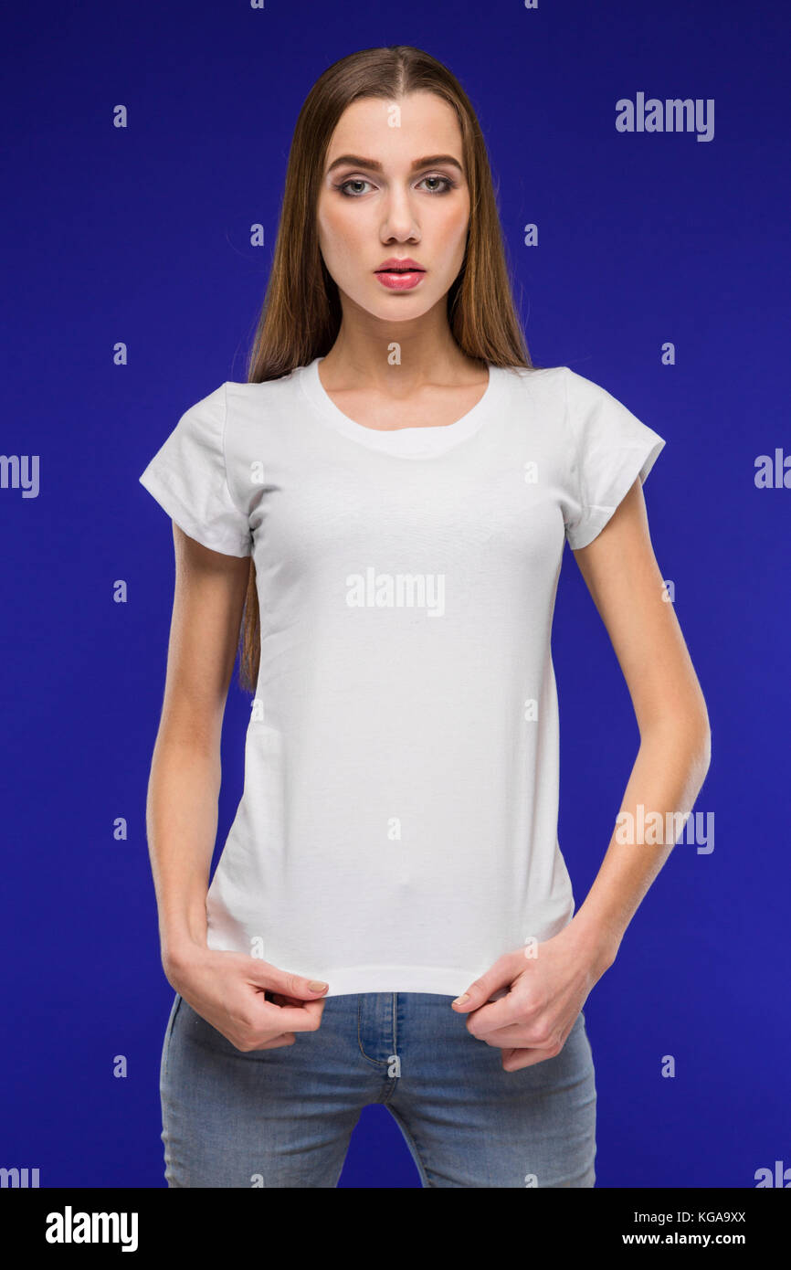 girl in a T-shirt Stock Photo - Alamy