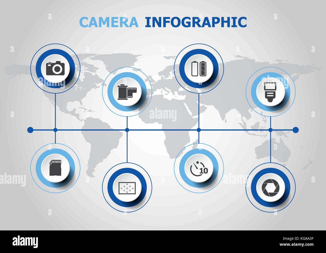 Infographic design with camera icons, stock vector Stock Vector Image ...