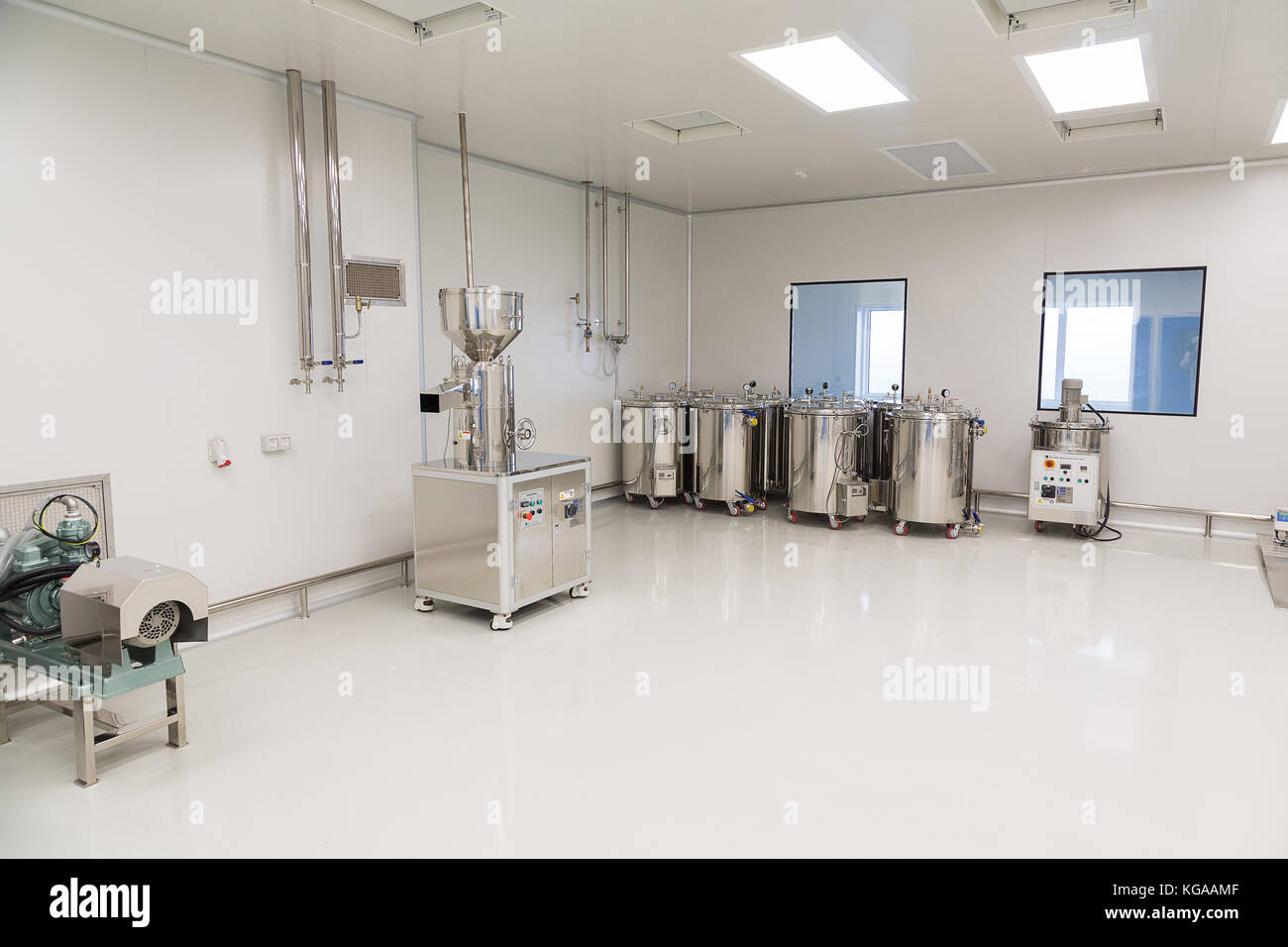 Photo production, clean room with stainless steel hardware Stock Photo ...