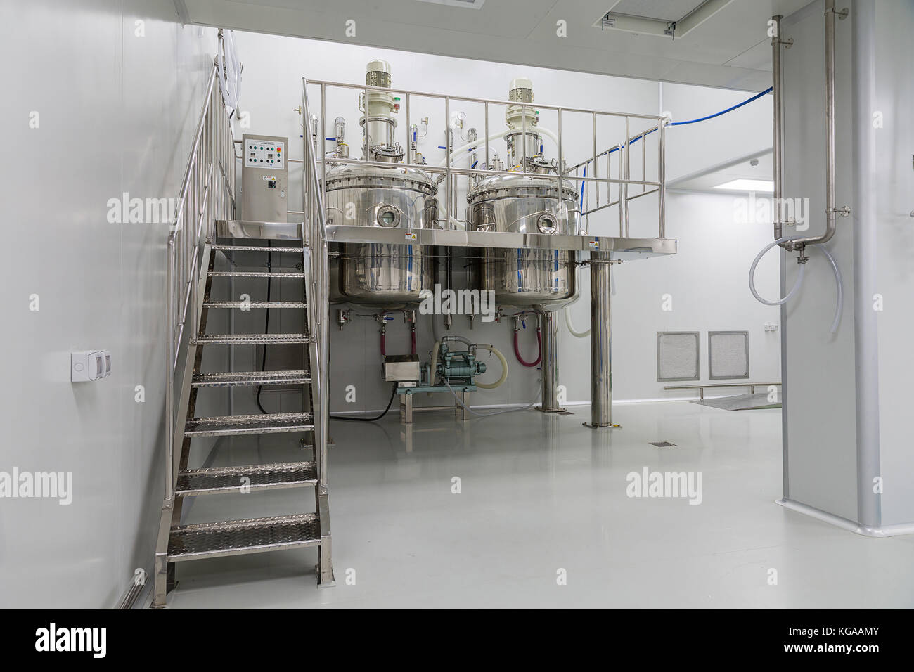 Photo production, clean room with stainless steel hardware Stock Photo ...