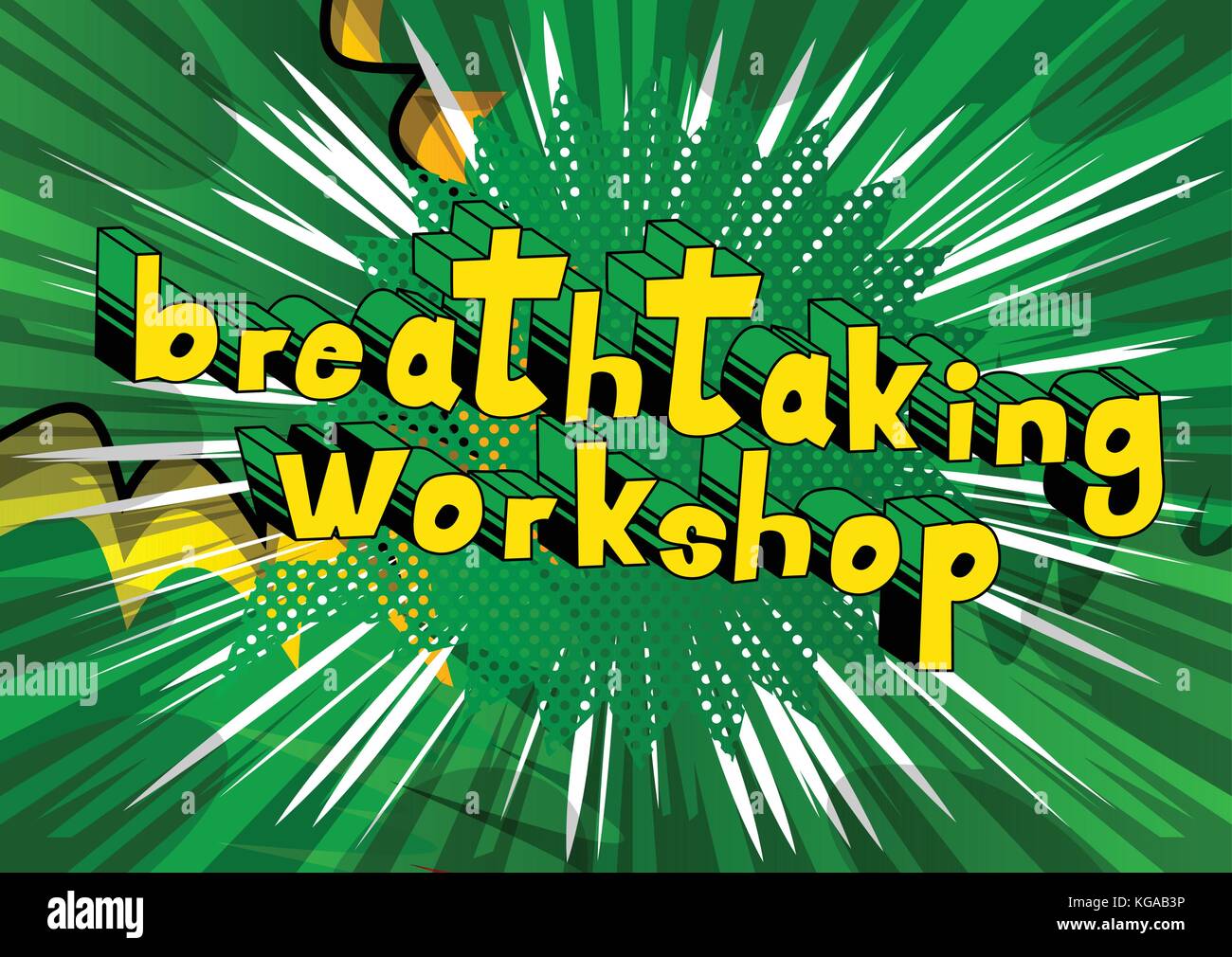 Breathtaking Workshop - Comic book style word on abstract background ...