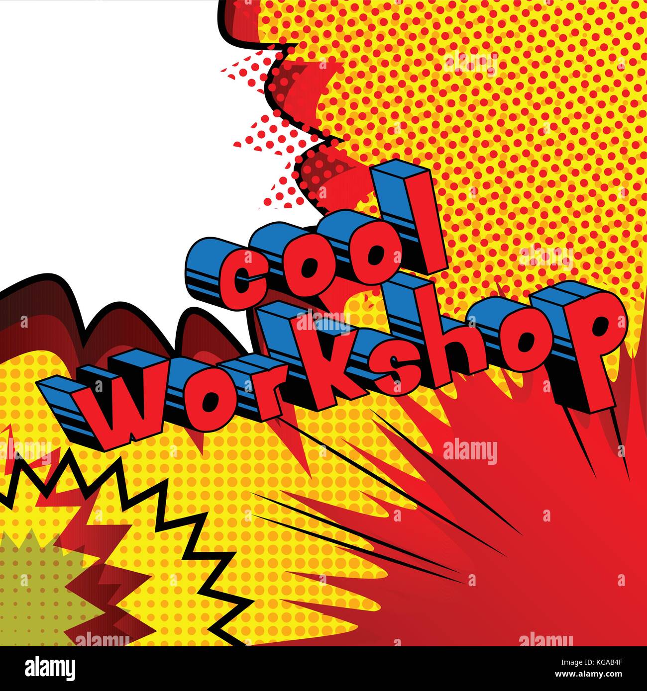 Cool Workshop - Comic book style word on abstract background Stock ...