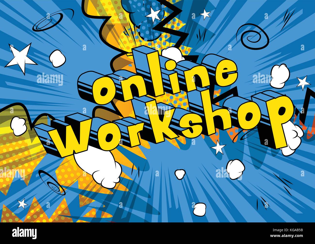 Online Workshop - Comic book style word on abstract background Stock ...