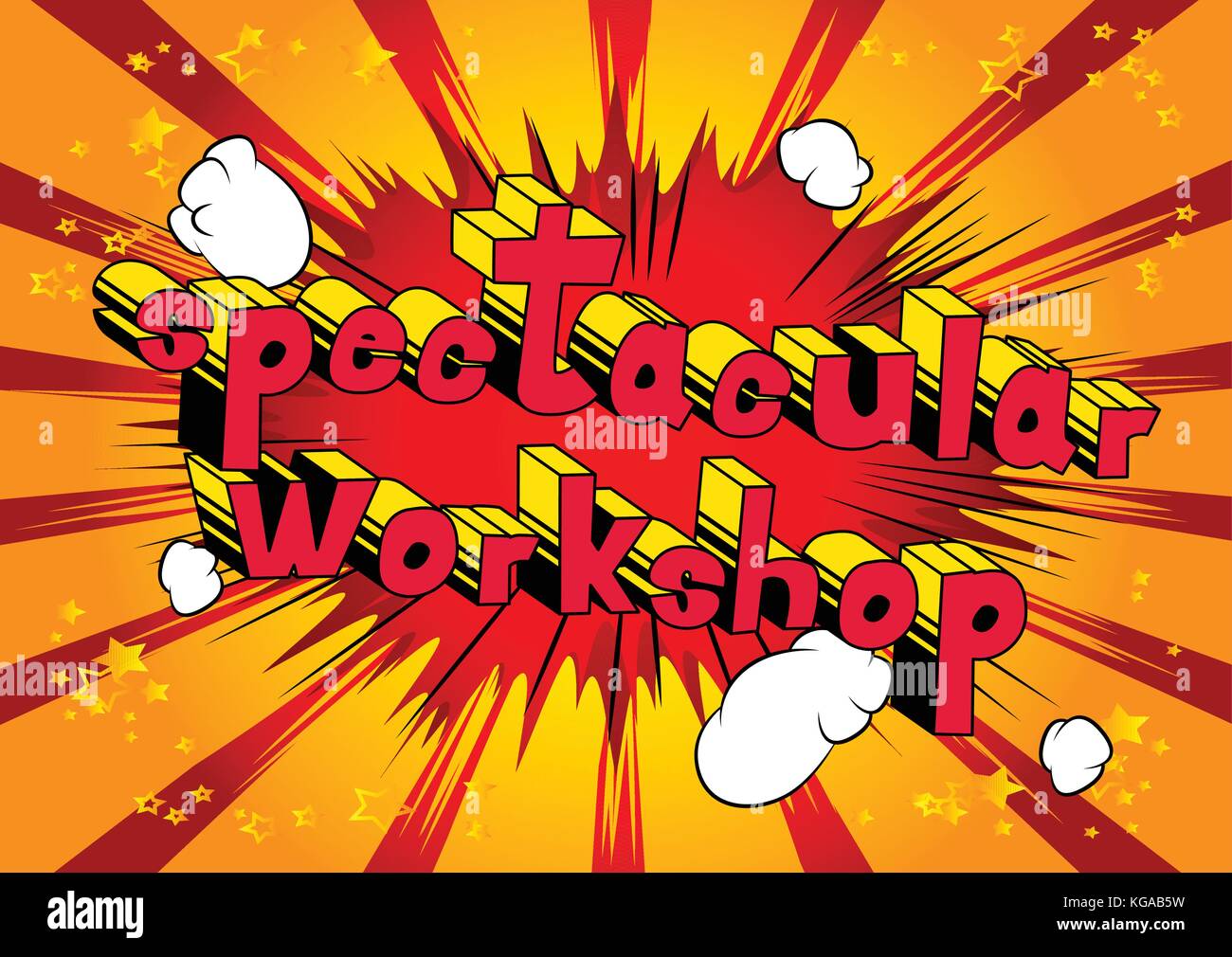 Spectacular Workshop - Comic book style word on abstract background ...