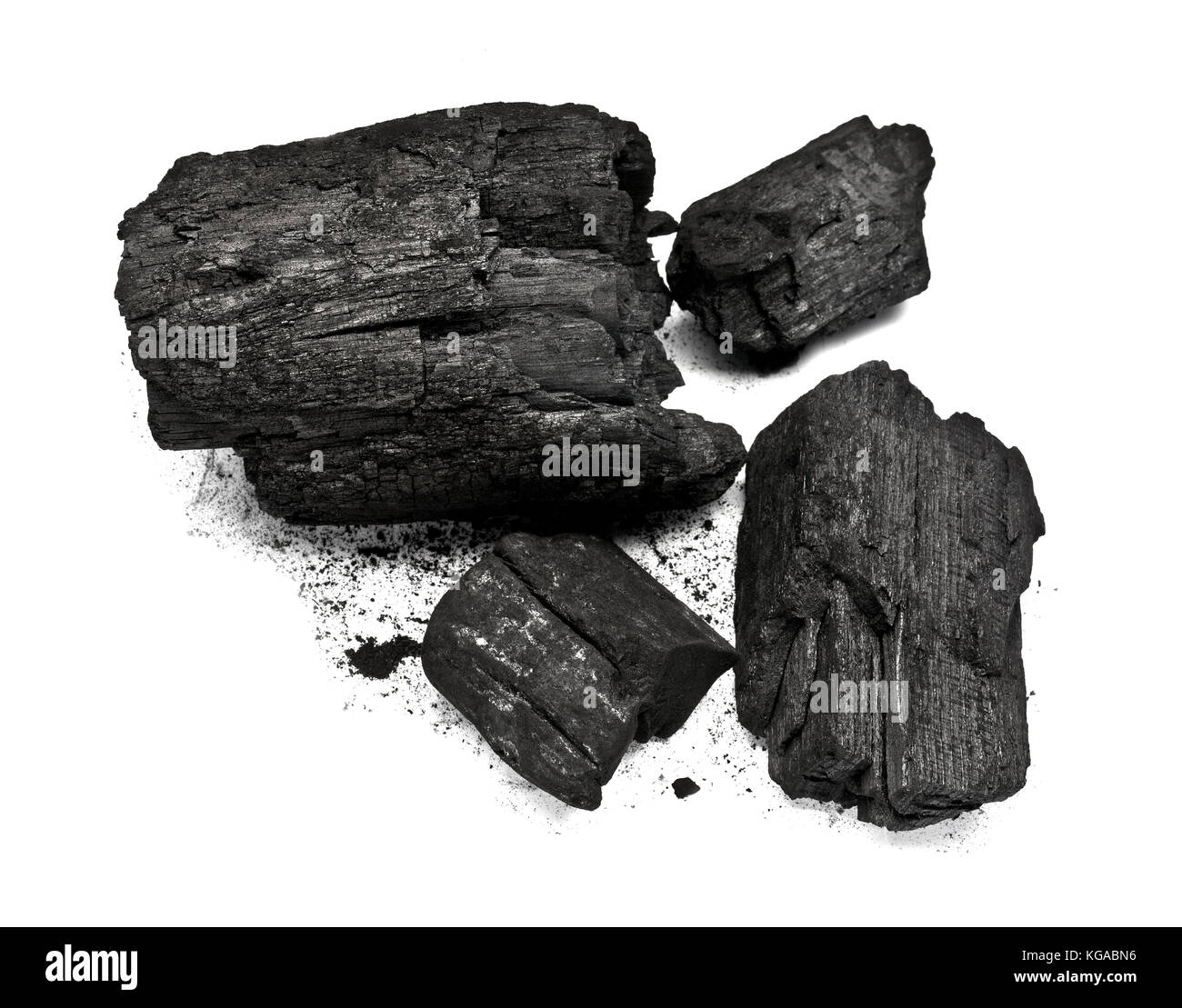 Piece of fractured wood coal isolated over white background Stock Photo ...