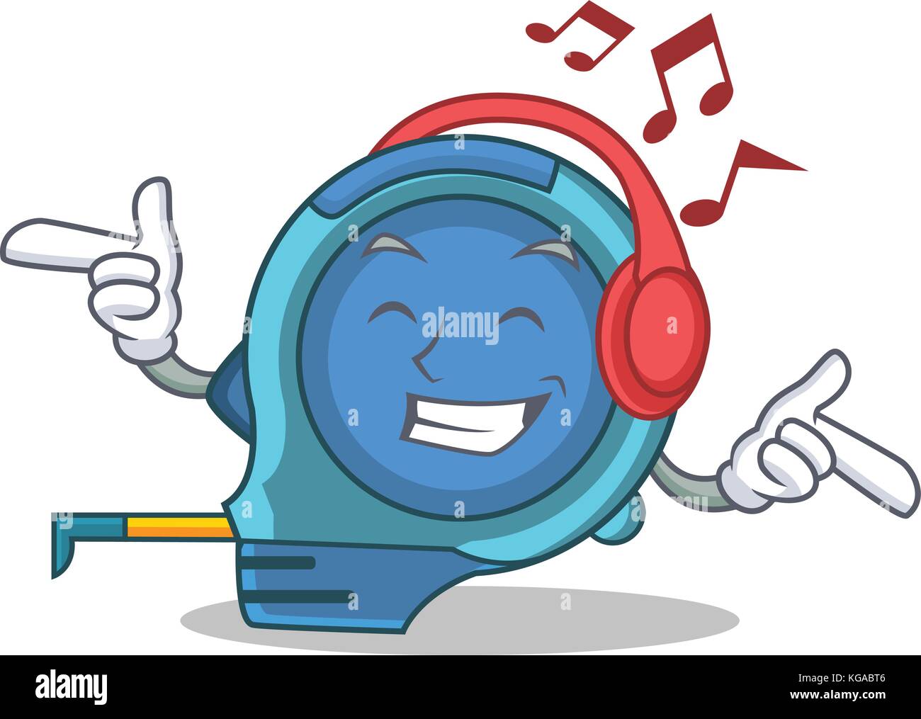 Listening music tape measure character cartoon Stock Vector Image & Art ...