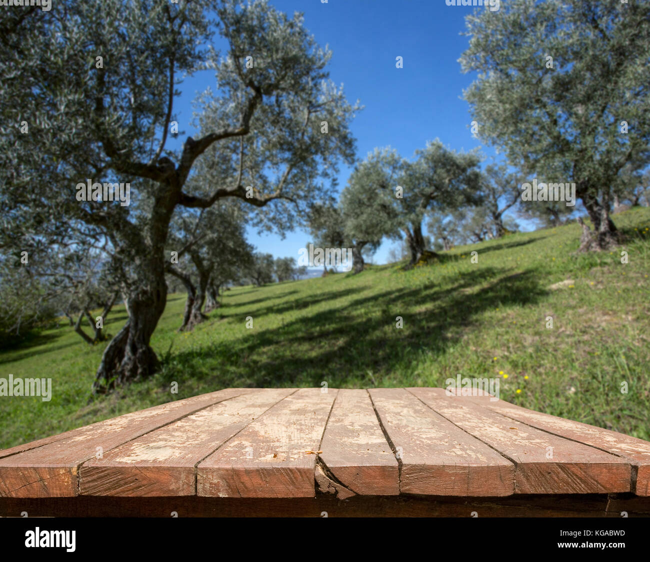 sunny day with landscape and terrace Stock Photo - Alamy