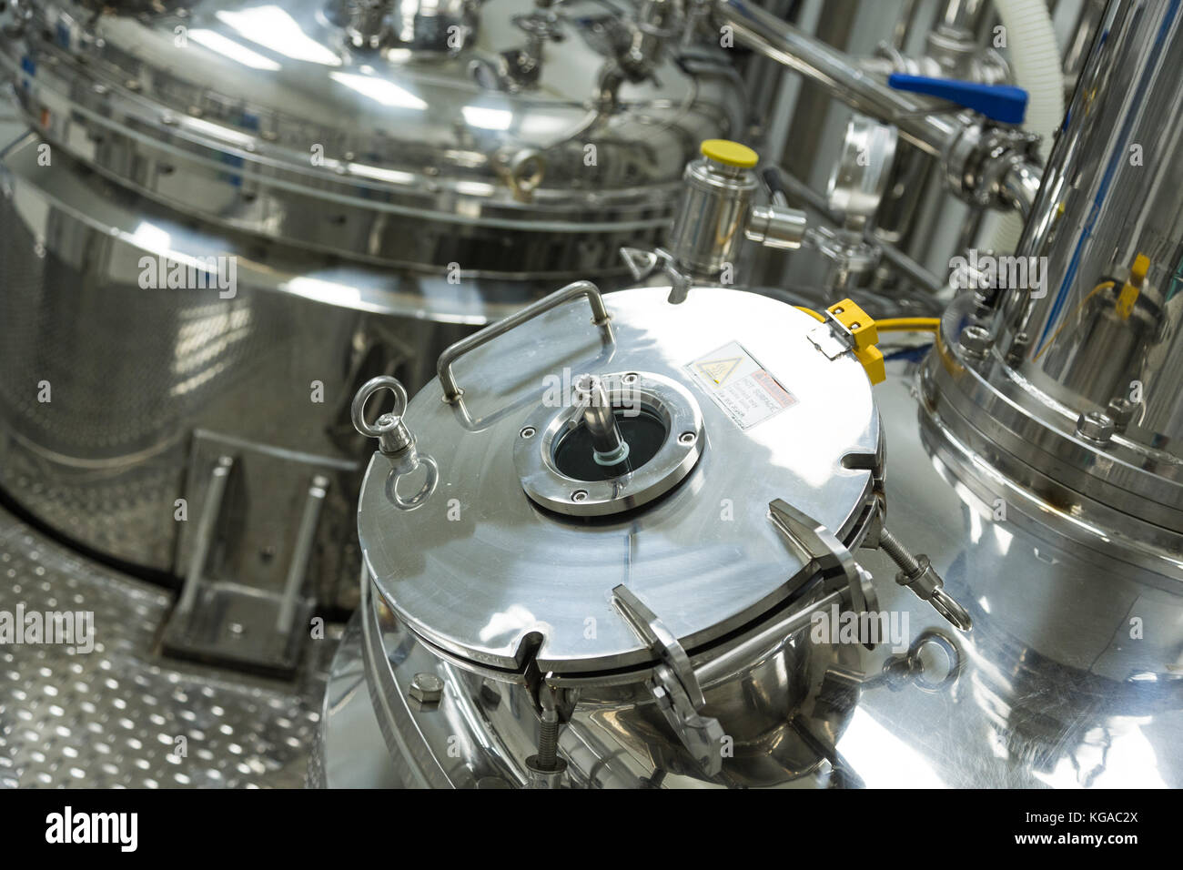 big steel pressure tank with compression cap Stock Photo - Alamy