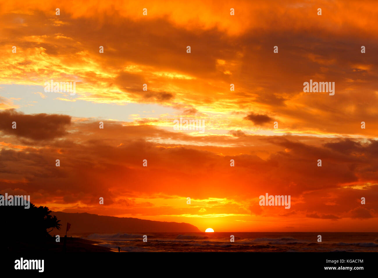 Sunset at Sunset Beach, Oahu Stock Photo - Alamy