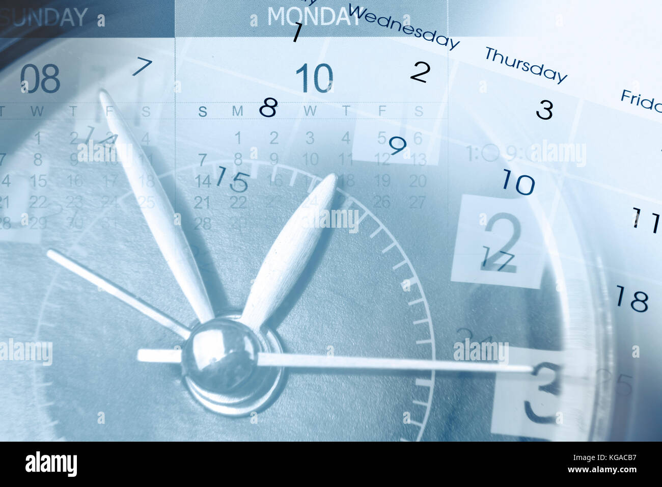 Clock face and calendar composite Stock Photo - Alamy