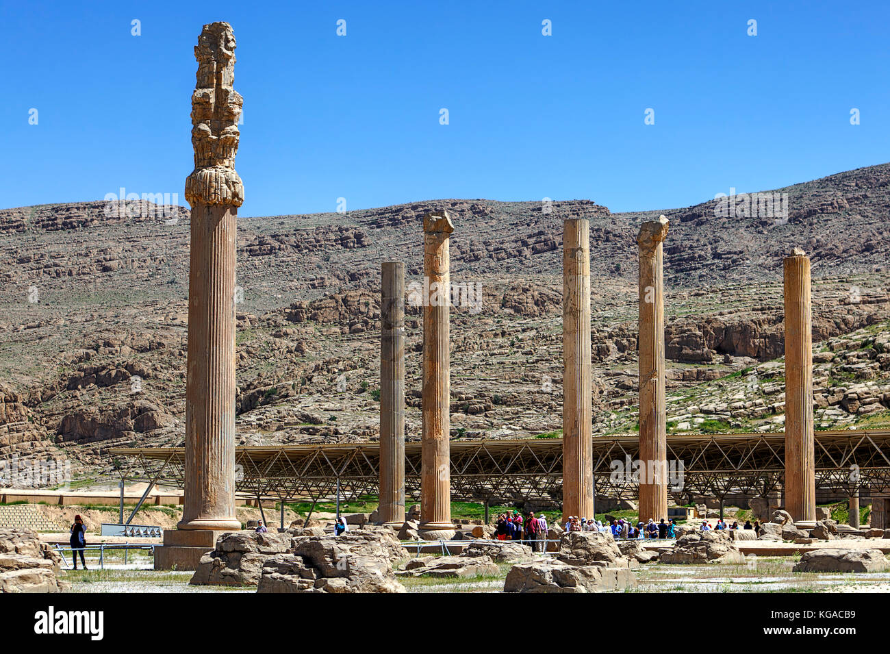 Fars Province, Shiraz, Iran - 20 april, 2017: Columns of Apadana Palace ...