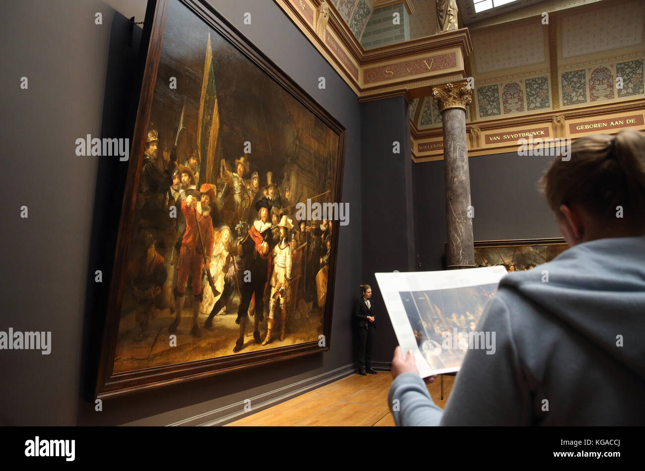 The Night Watch painting in the Rembrandt gallery in the Rijksmuseum ...