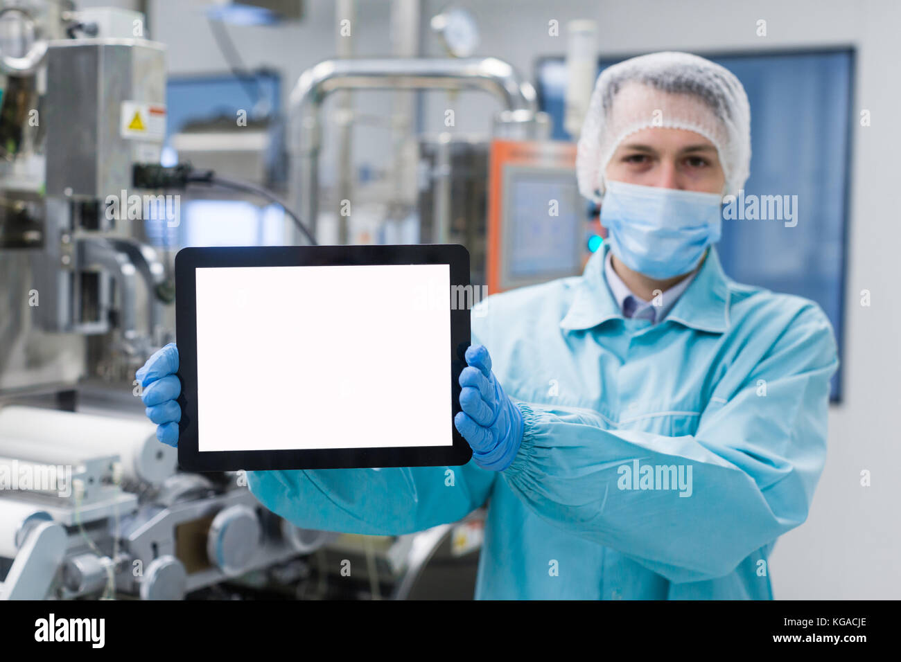 scientist configure stand with empty tablet Stock Photo - Alamy