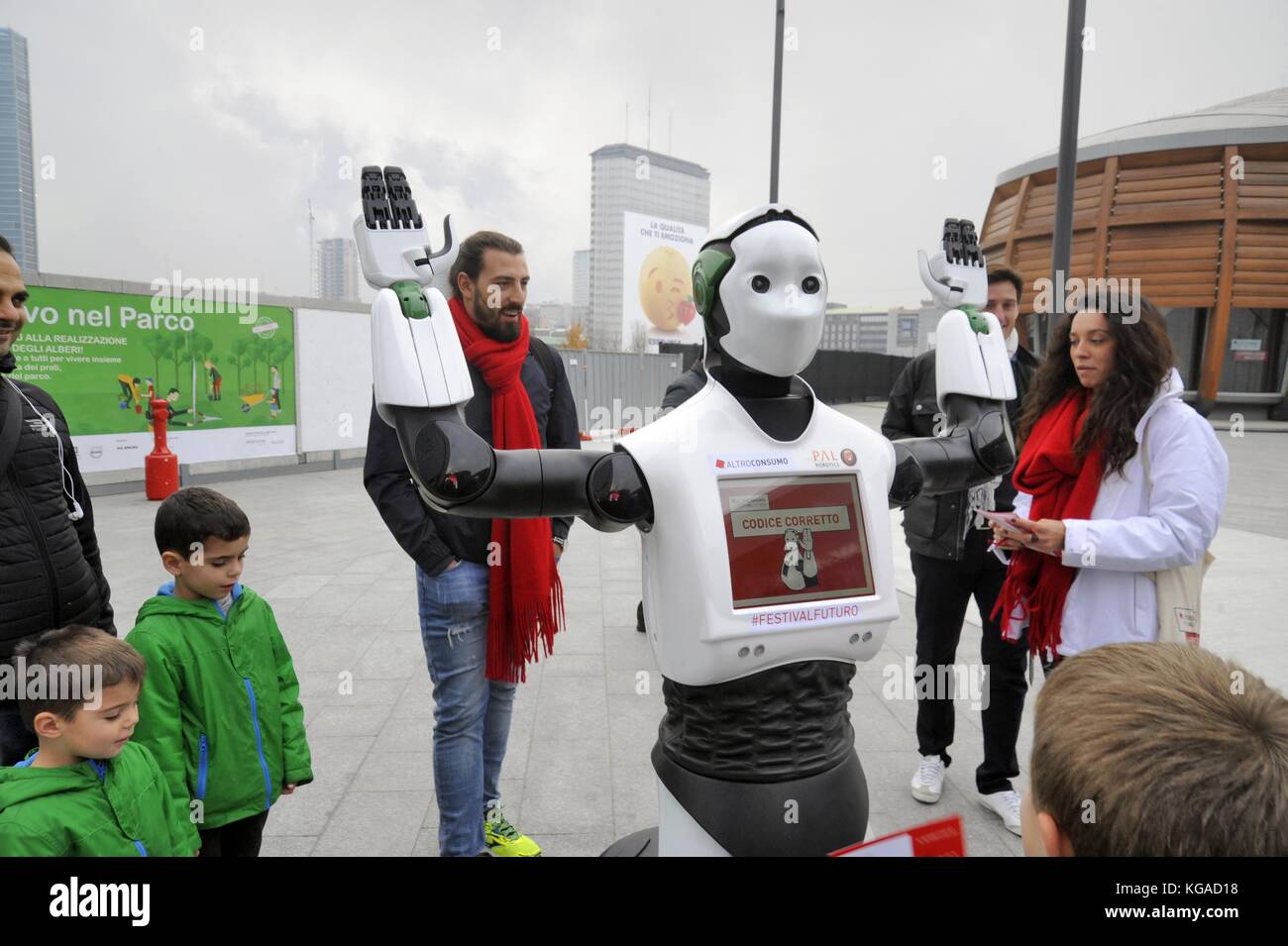 Milan (Italy), November 2017; for a few days the interactive robot Reem ...