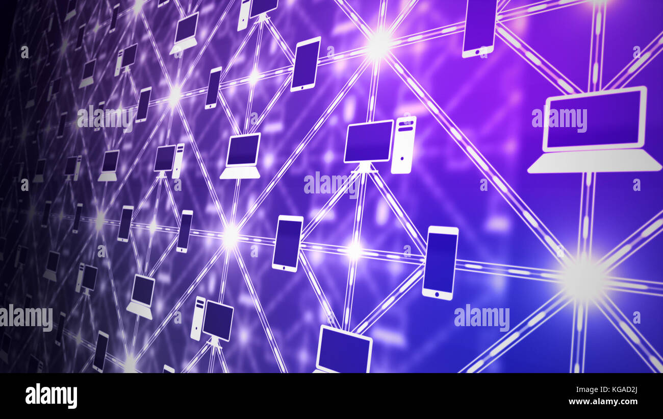 A multilayered 3d rendering of a computer network matrix from pc ...