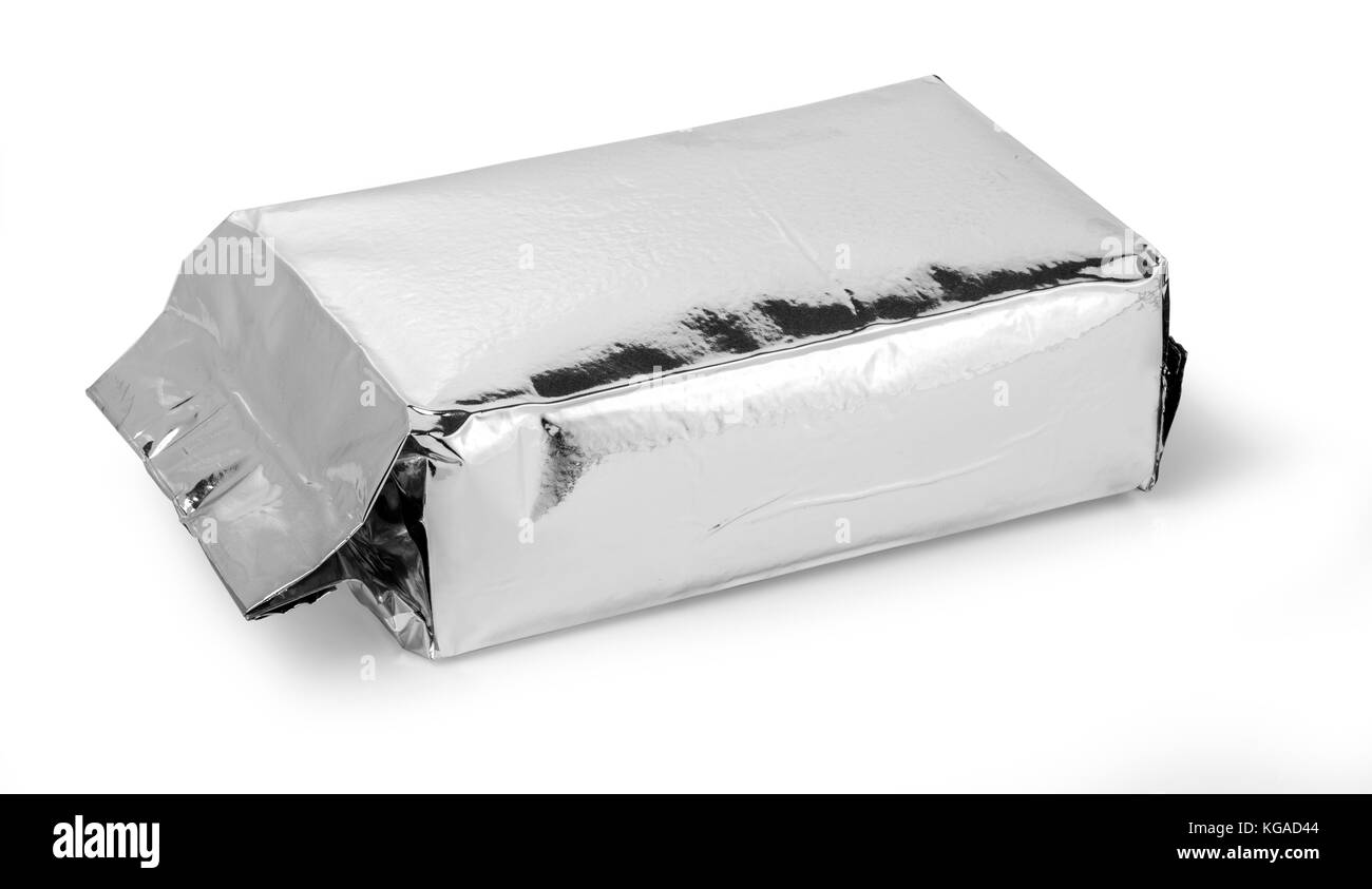 silver food package isolated on white background with clipping path ...