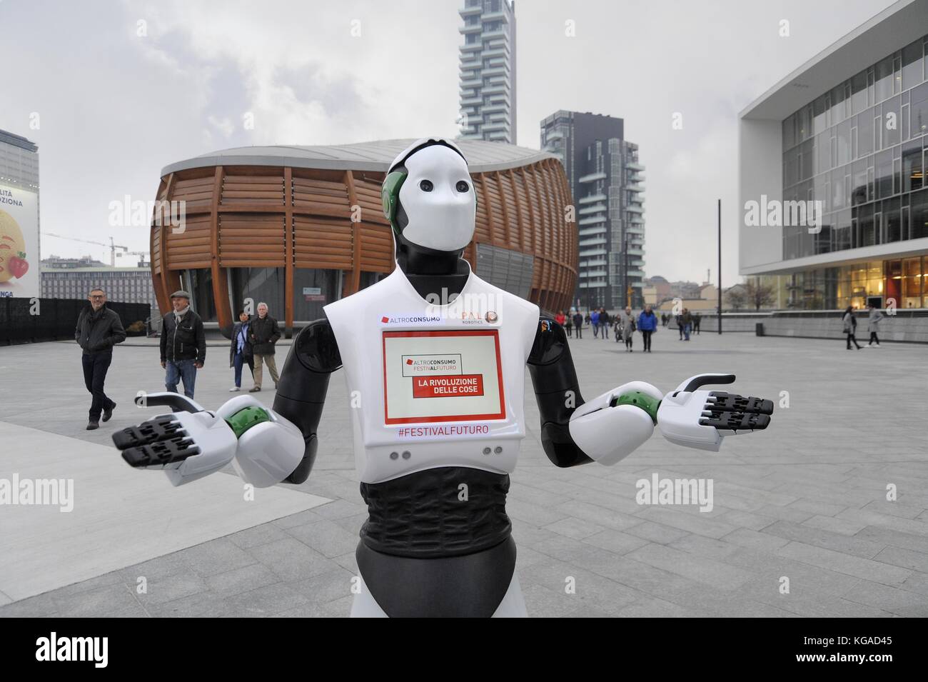 Milan (Italy), November 2017; for a few days the interactive robot Reem ...