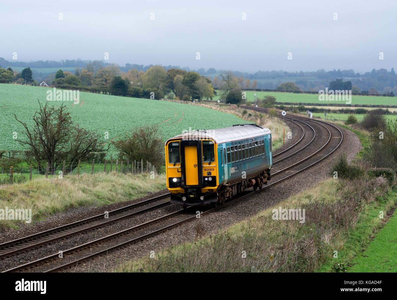 Arriva Trains Wales class 153 Heart of Wales Line train at Wistanstow ...
