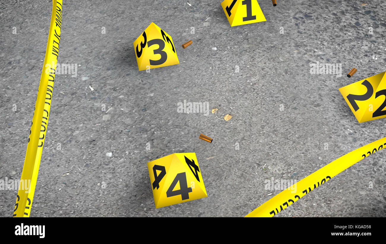A captivating 3d illustration of a crime scene with shot shells from ...