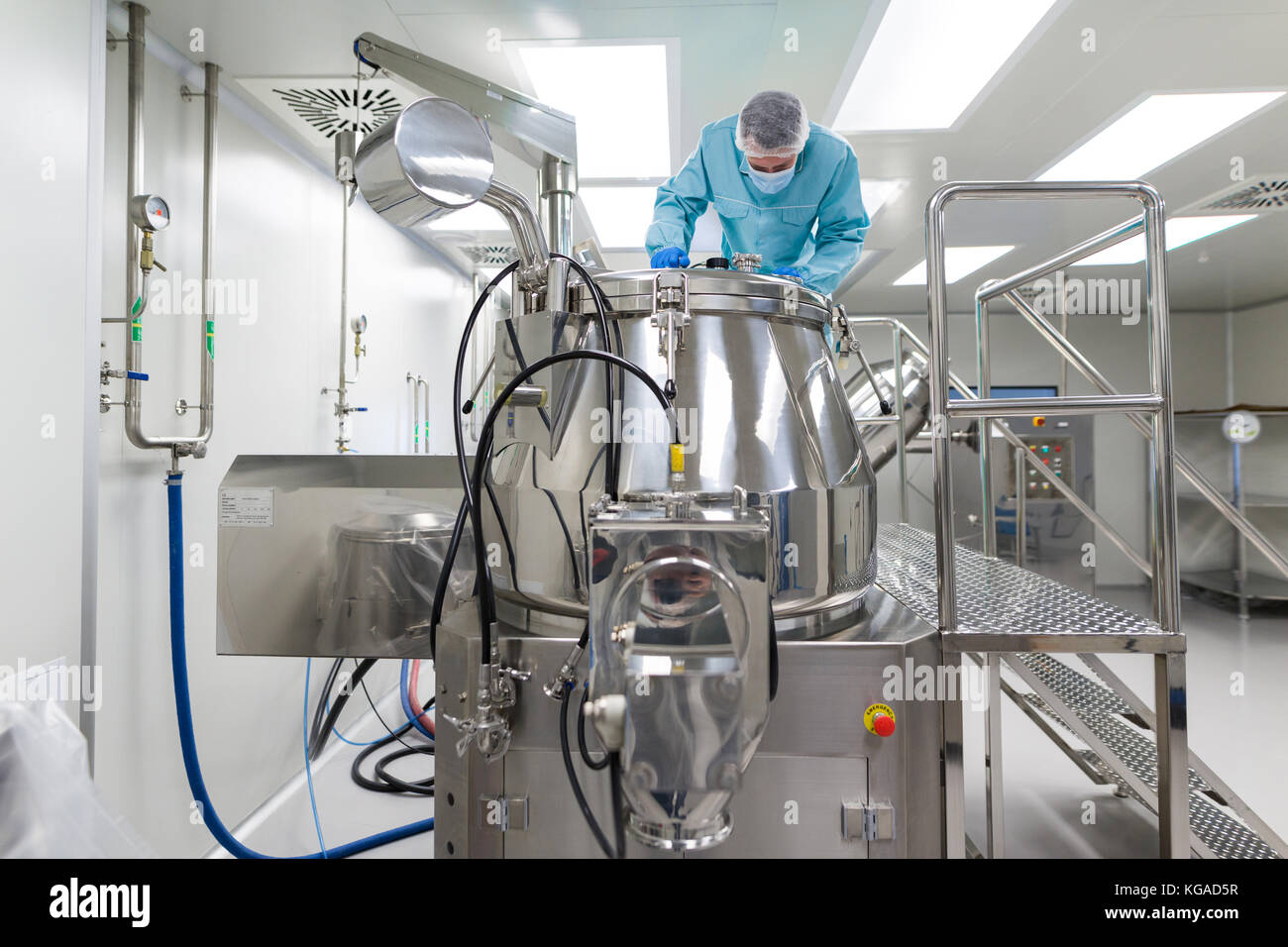 scientist look in steel tank in laboratory Stock Photo - Alamy