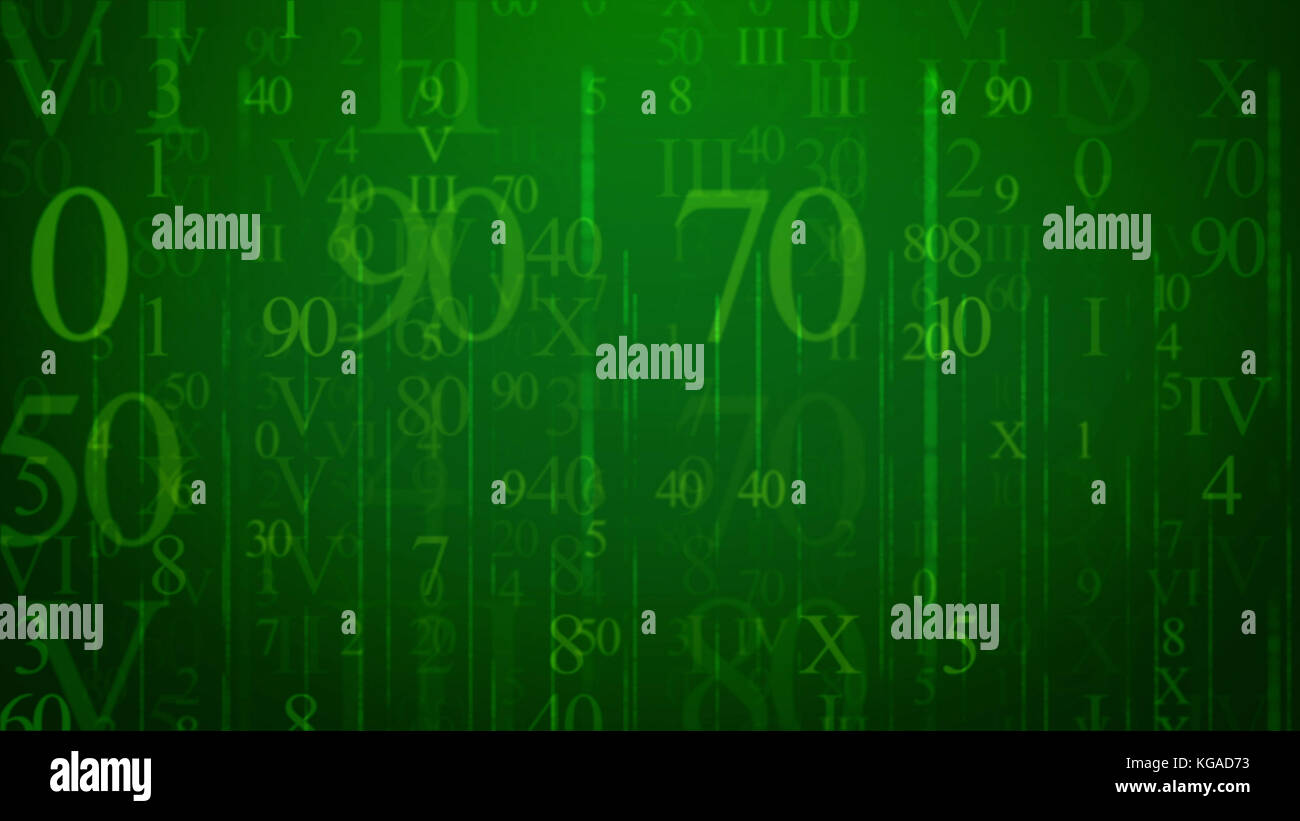 An impressive 3d illustration of falling numbers and symbols in the ...