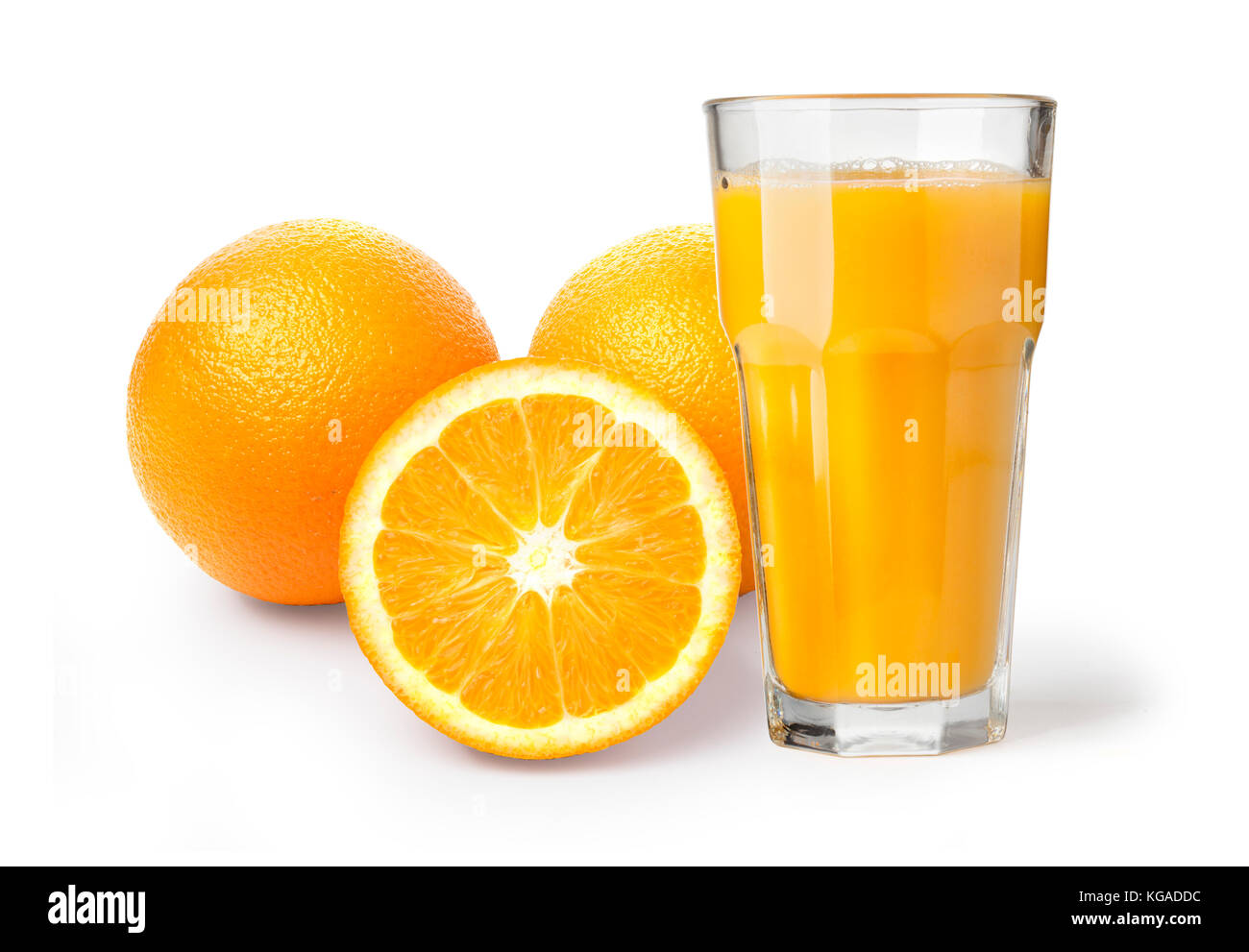Orange juice in highball glass. Isolated on white background Stock Photo - Alamy
