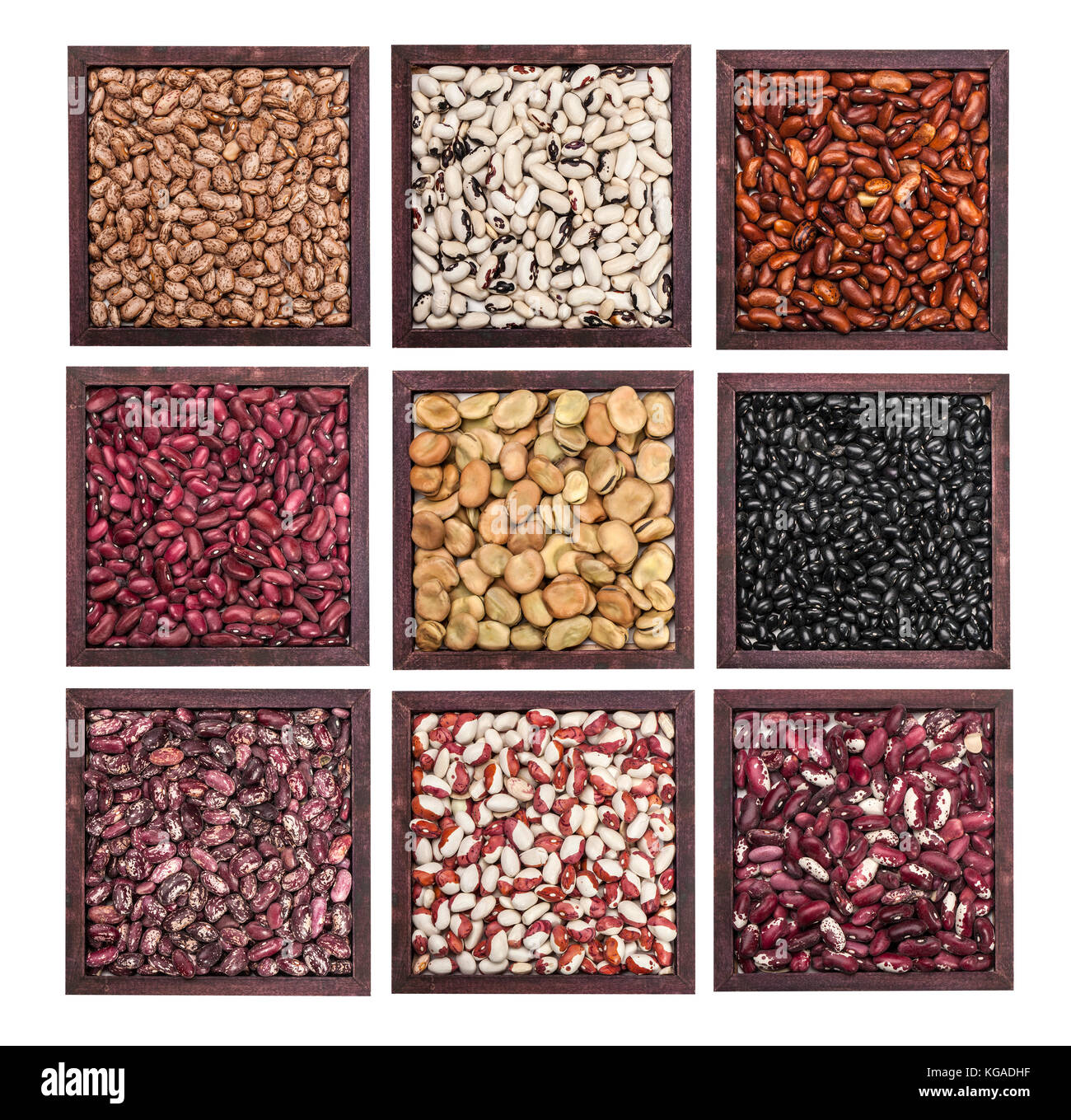 Multicolored beans in wooden bowl isolated on white Stock Photo - Alamy