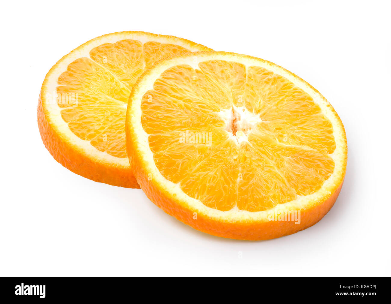Two Slices of Orange Isolated on White Background Stock Photo - Alamy