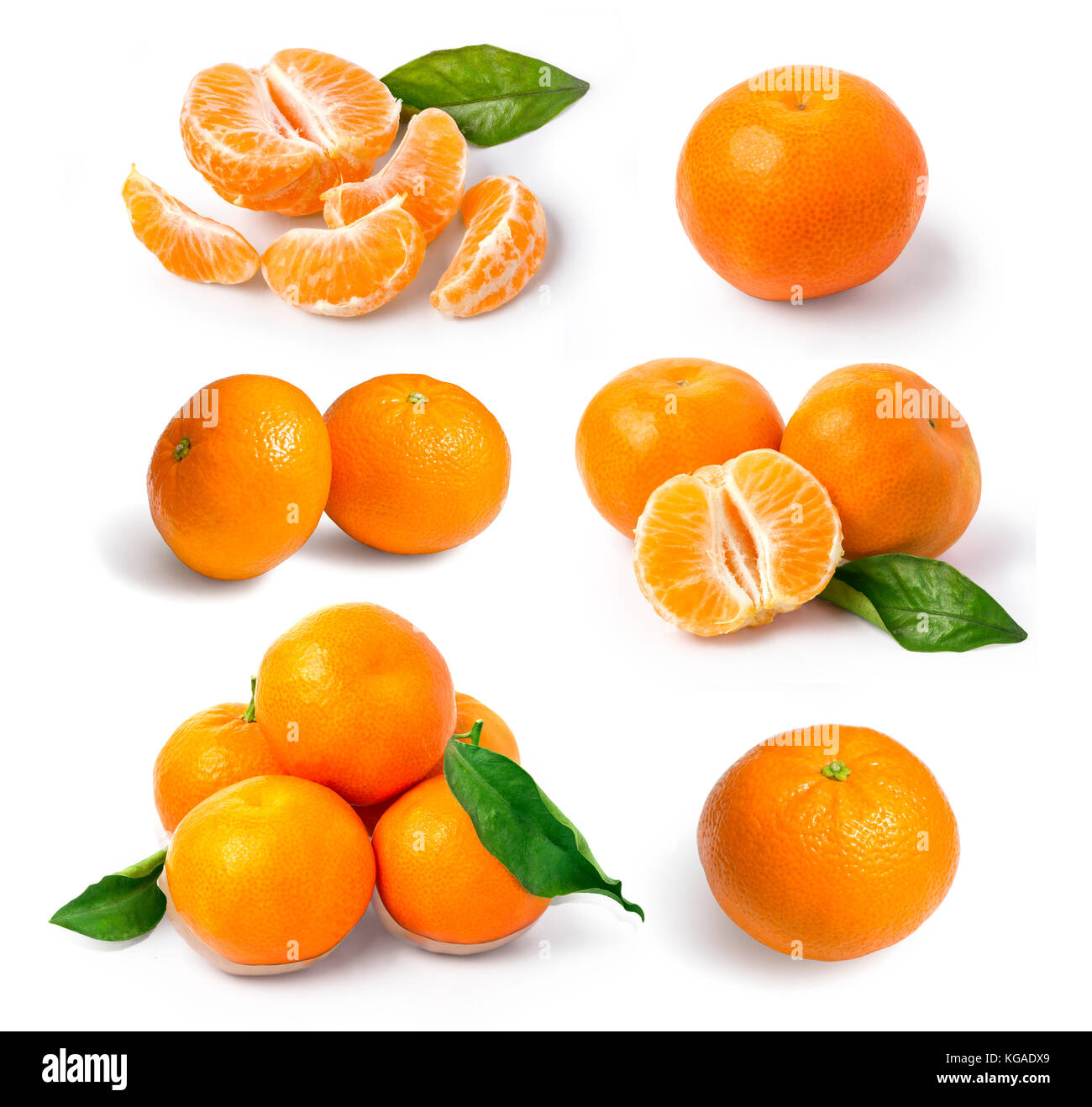 fresh mandarin oranges with leaf on white background Stock Photo - Alamy