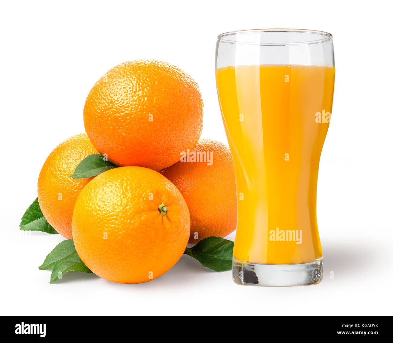 Isolated drink. Glass of orange juice and slices of orange fruit ...