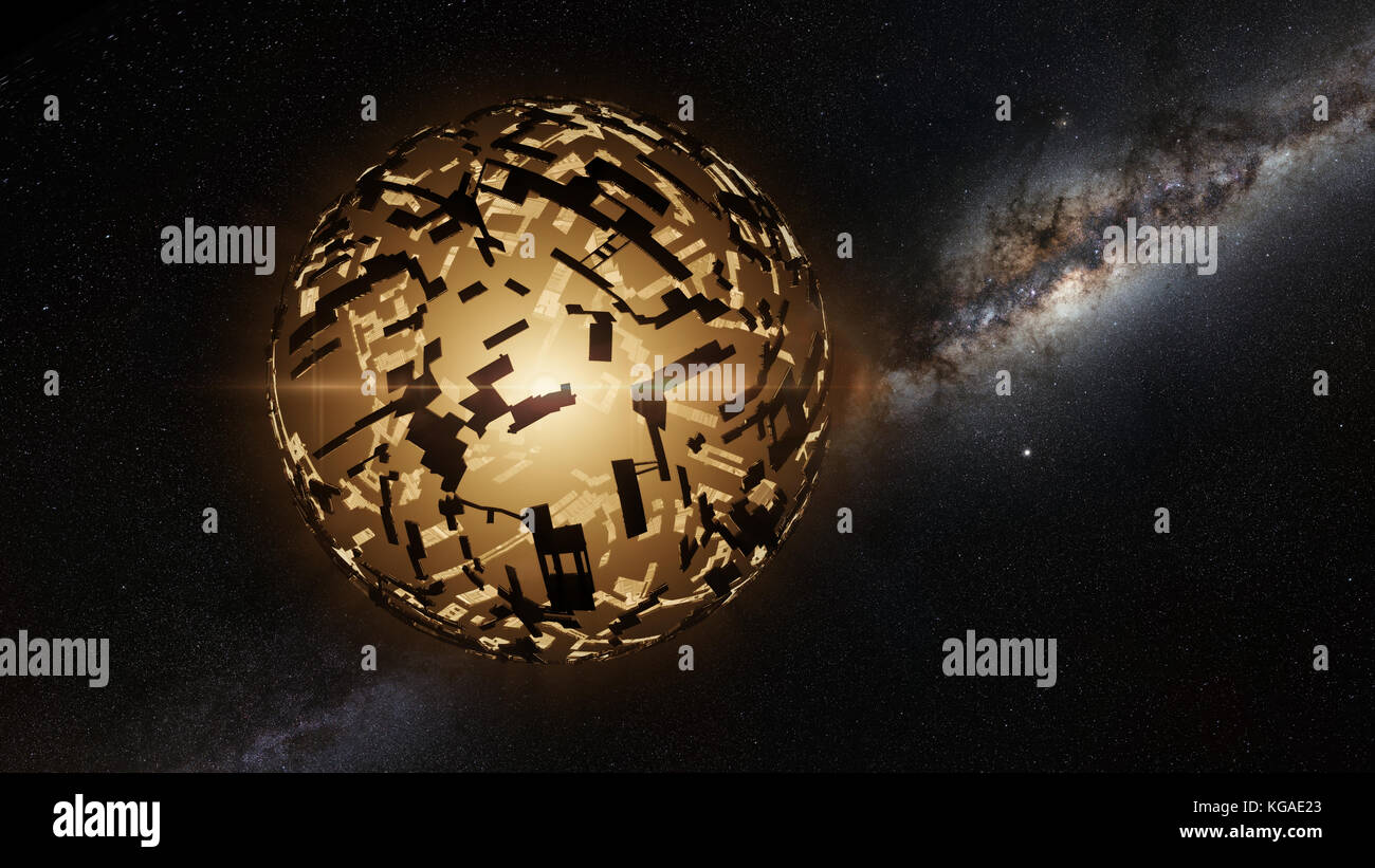 alien mega structure, Dyson sphere around a distant star in front of ...