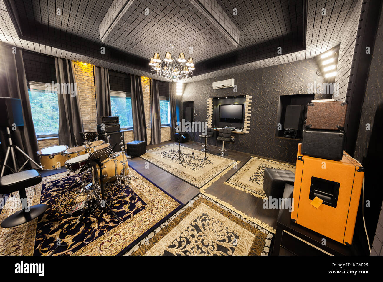 professional recording studio with musical instruments Stock Photo - Alamy