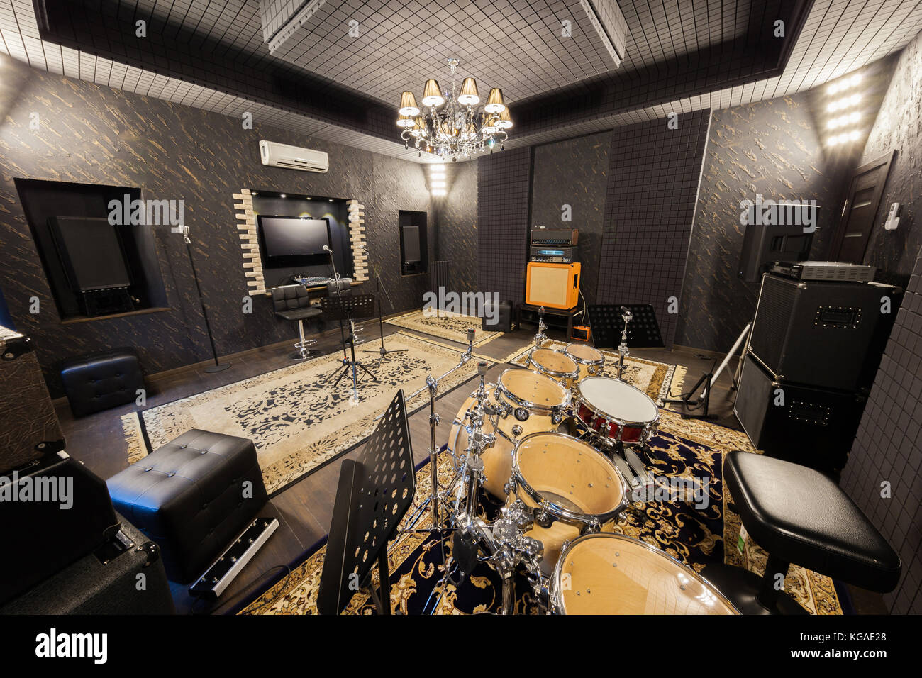 professional recording studio with musical instruments Stock Photo - Alamy