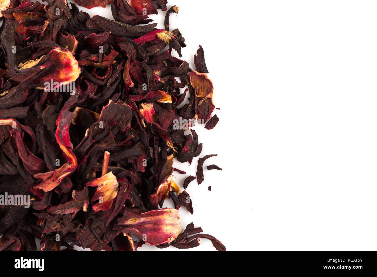 Heap of aromatic Hibiscus tea (karkade), isolated on white background ...