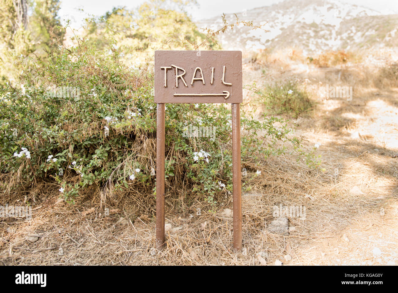 Hiking Trail Sign Stock Photo - Alamy