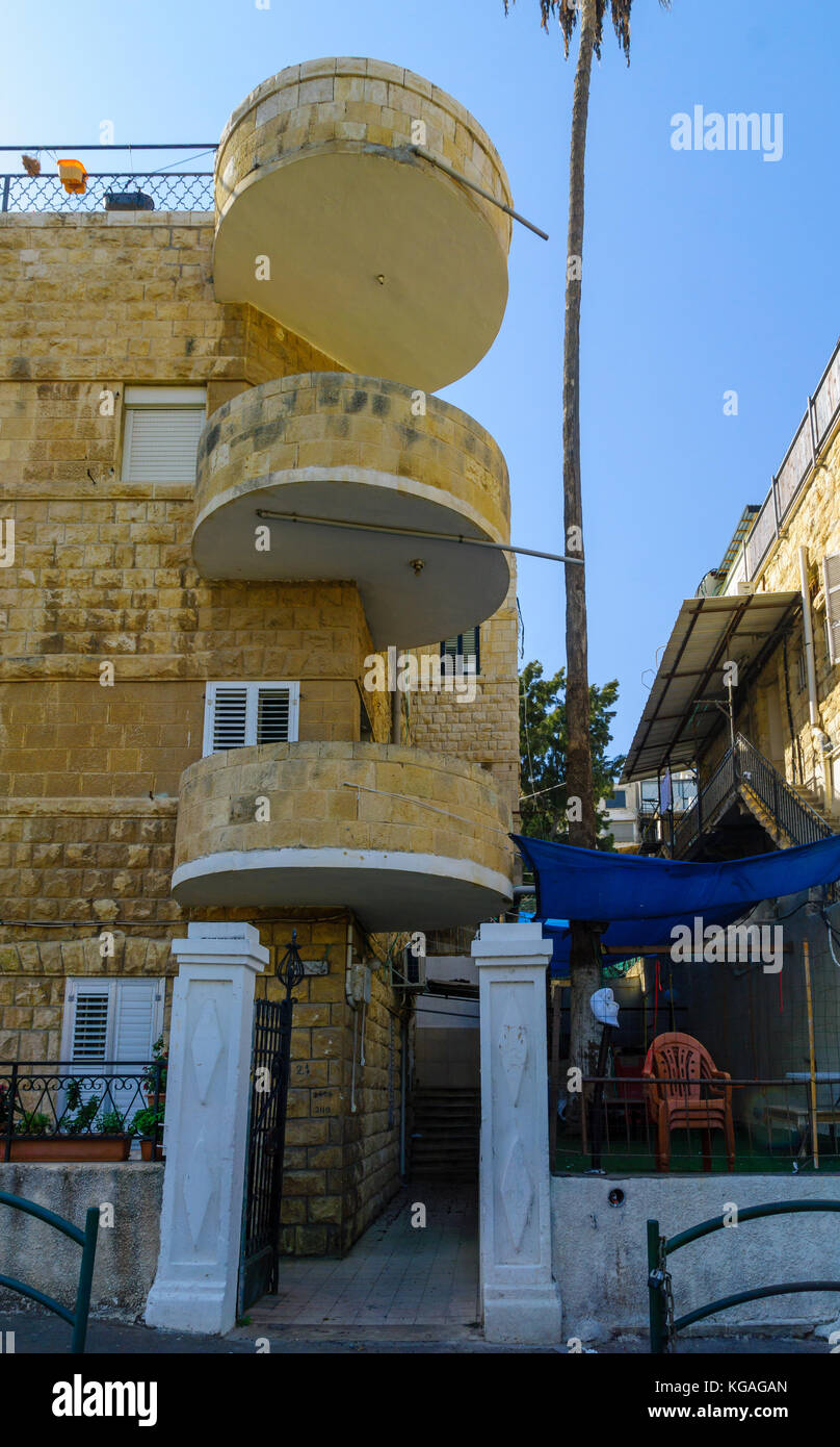 HAIFA, ISRAEL - OCTOBER 27, 2017: Historical houses in mixed Arab and ...