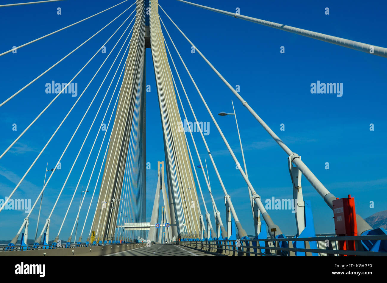 view of Rio Antirio bridge, one of the the world's longest cable ...