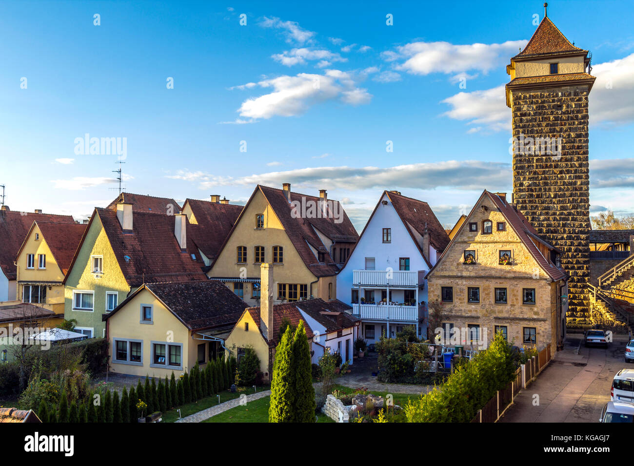 Old houses in Rothenburg ob der Tauber, picturesque medieval city in ...