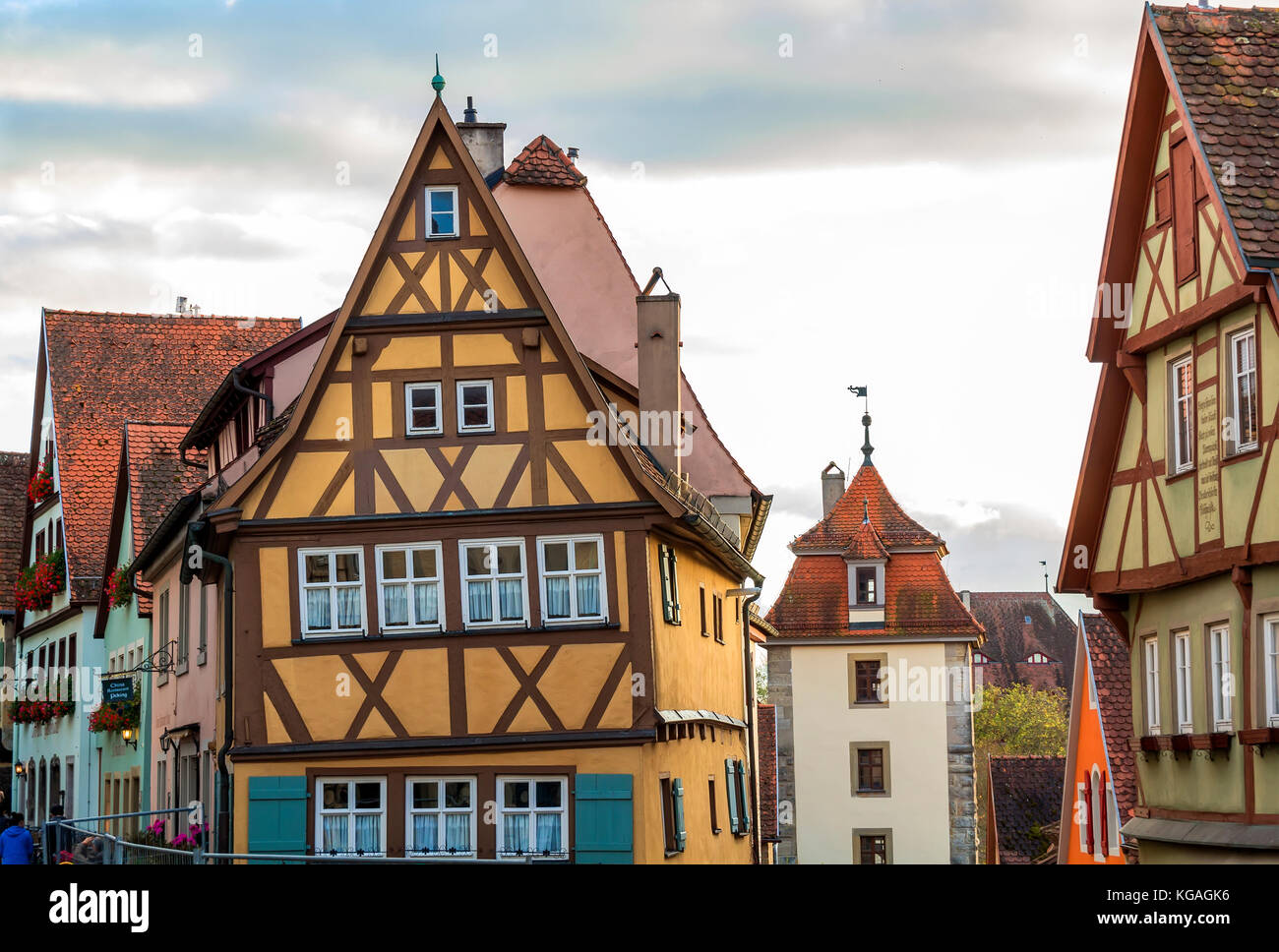 Old houses in Rothenburg ob der Tauber, picturesque medieval city in ...