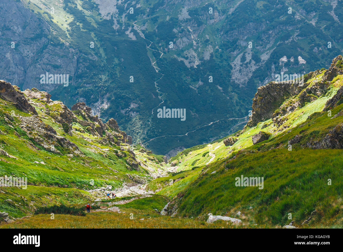 Aerial view of Five lakes valley in High Tatra Mountains, Poland Stock ...